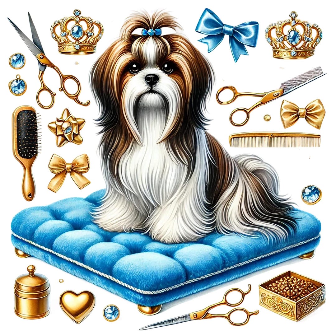 Shih Tzu Dog at Groomers- Fabric Panel Square ~4"x4",5x5, 6x6, 8x8 ...