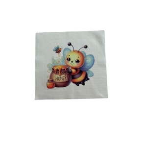 Bee Honey Pot- Fabric Panel Square ~ 4"x4",5x5,6x6, 8x8,10x10,12x12 ...