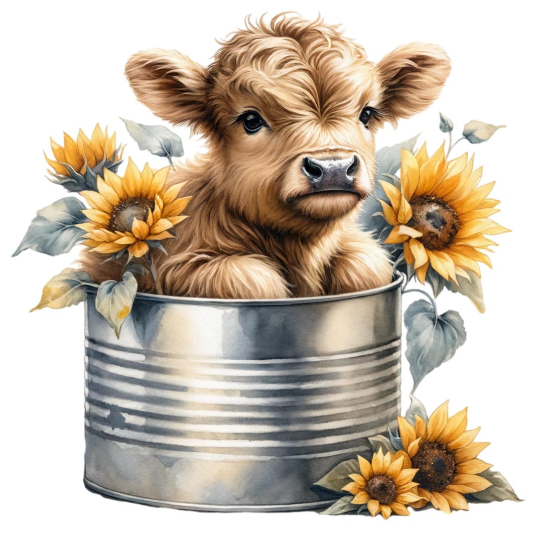 Highland Cow Barrel -fabric Panel Square ~ 4"x4",5x5,6x6,8x8,10x10 ...