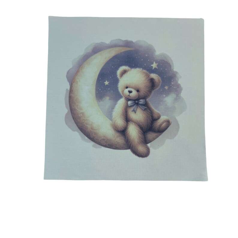 Bear on the Moon- Fabric Panel Square ~4"x4", 5x5, 6x6, 8x8, 10x10 ...