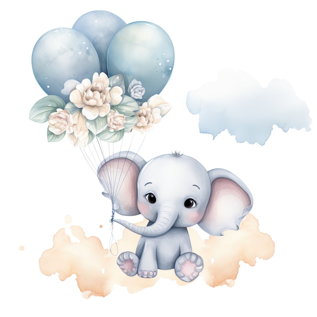 Elephant Flying High- Fabric Panel Square ~4"x4",5x5, 6x6, 8x8, 10x10 ...