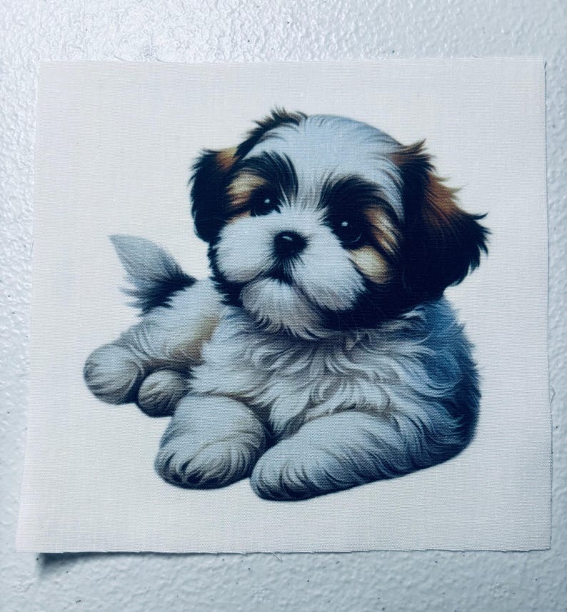 Shih Tzu Dog- Fabric Panel Square ~4"x4",5x5, 6x6, 8x8, 10x10, 12x12 ...