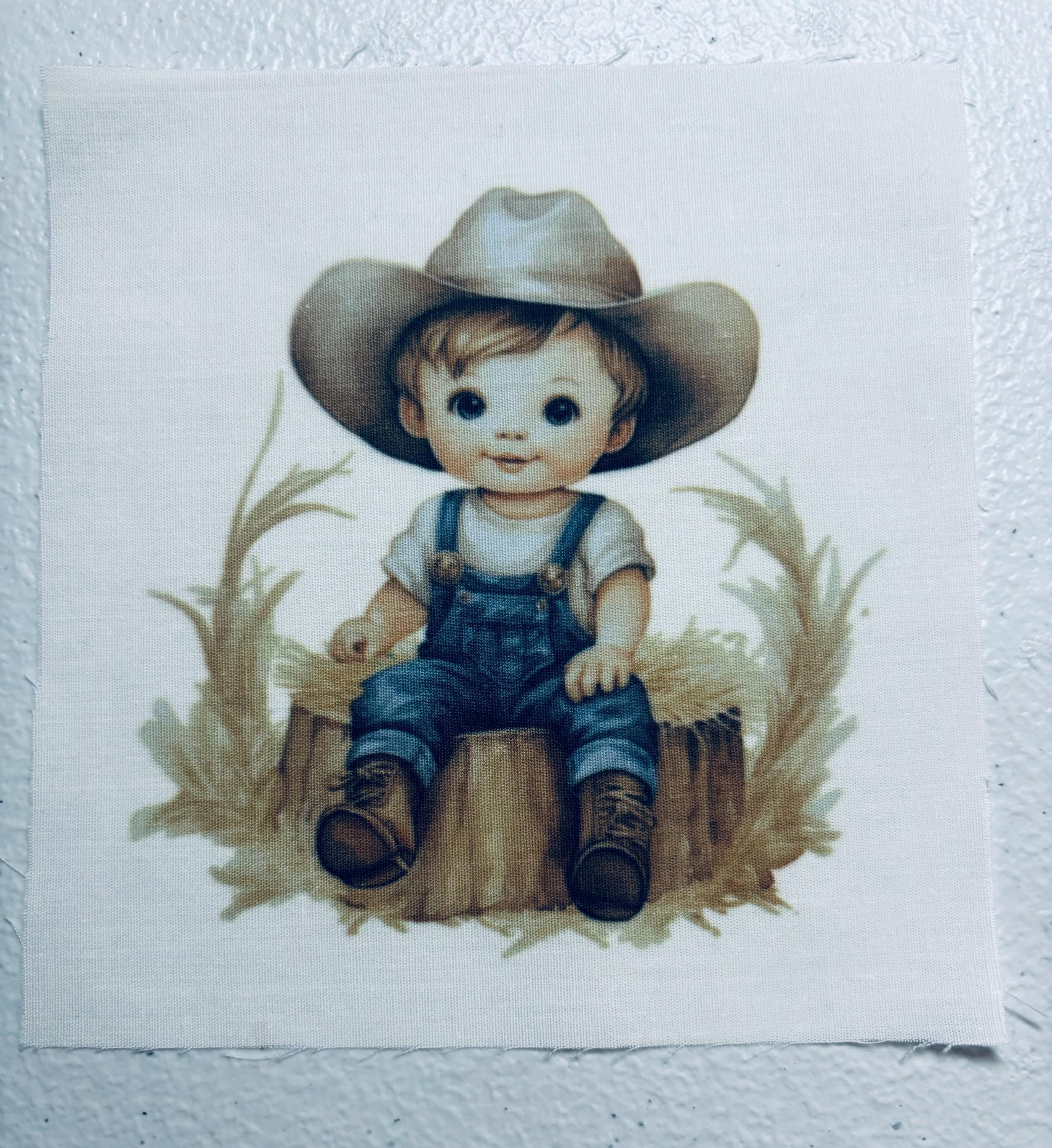 Little Boy Log- Fabric Panel Square ~4"x4",5x5, 6x6, 8x8,10x10, 12x12 ...