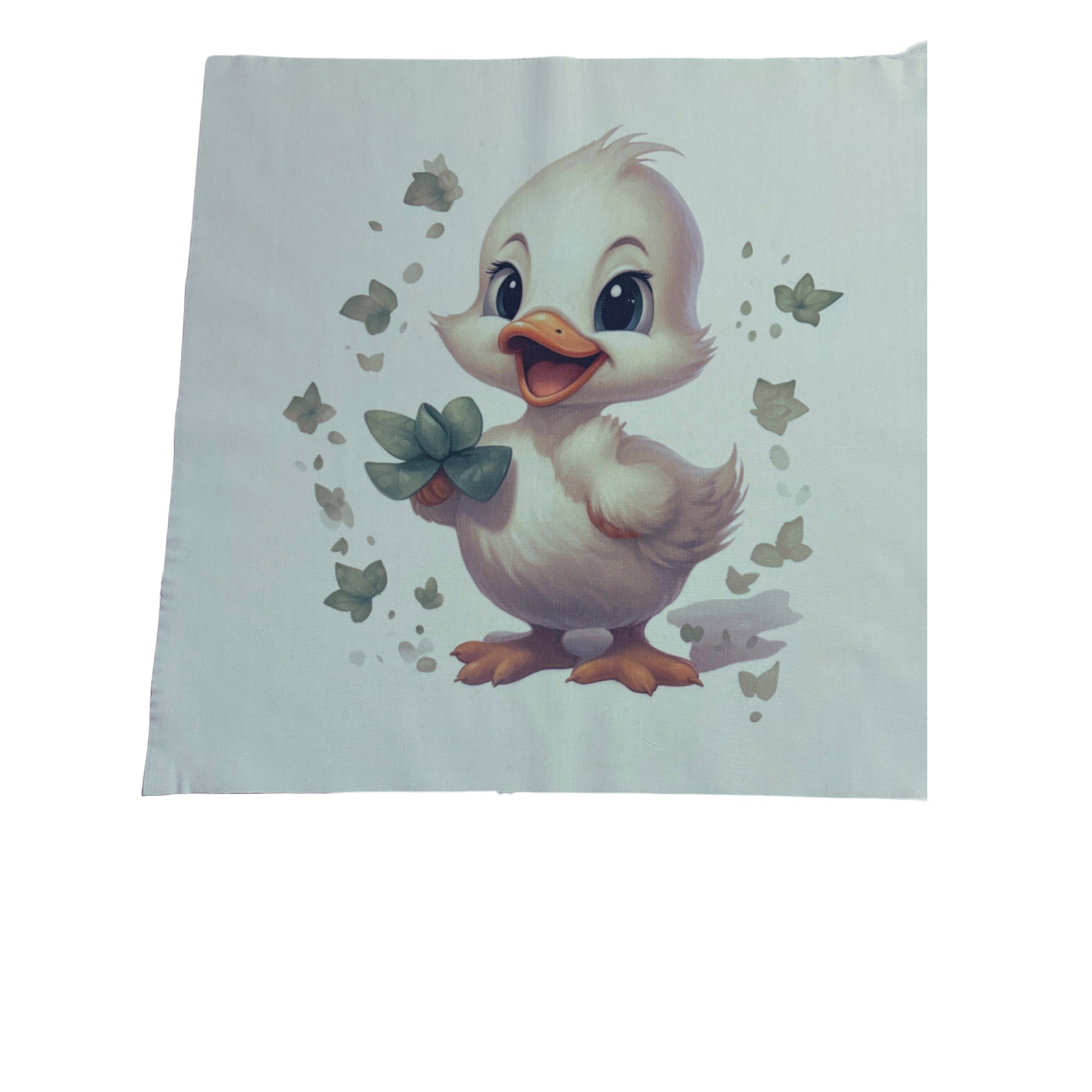White Duck With Four Leaf Clover Fabric Panel Square ~ 4,5,6, 8, 10, 12 ...