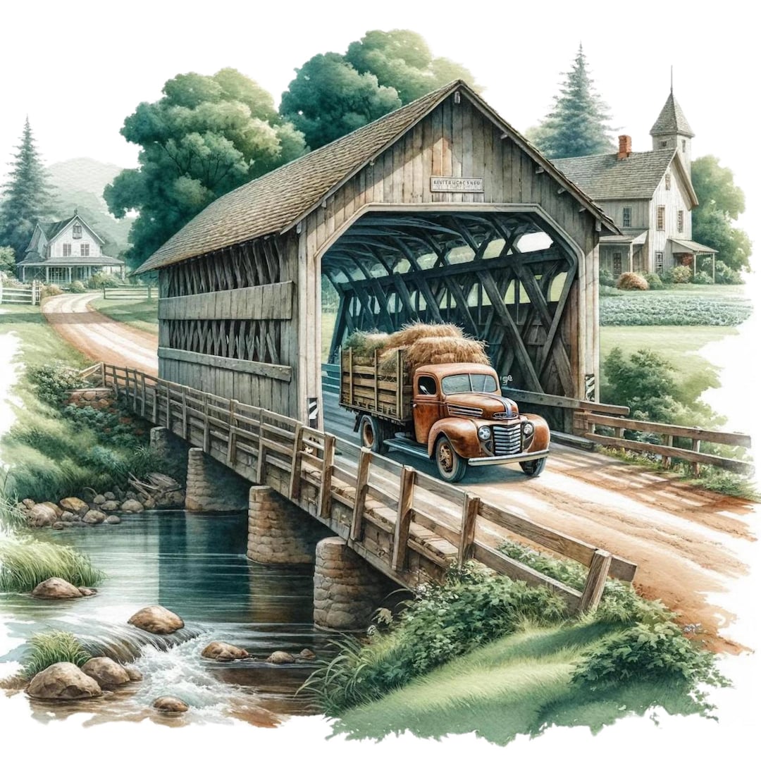 Covered Bridge Truck- Fabric Panel Square ~4"x4",5x5, 6x6, 8x8,10x10 ...