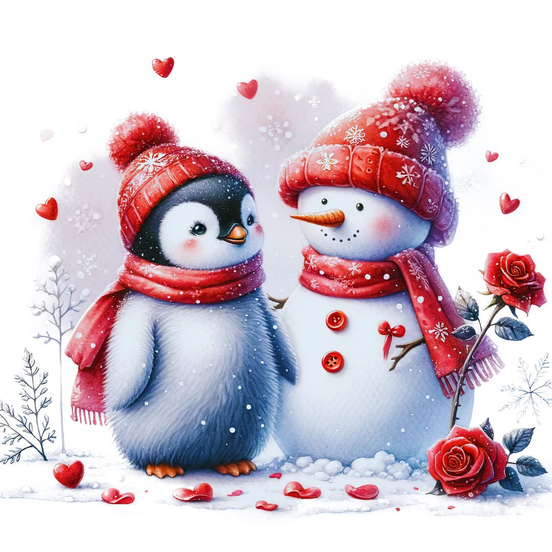 Penguin Snowman- Fabric Panel Square ~4,5, 6, 8, 10, 12, 14, Inch for ...