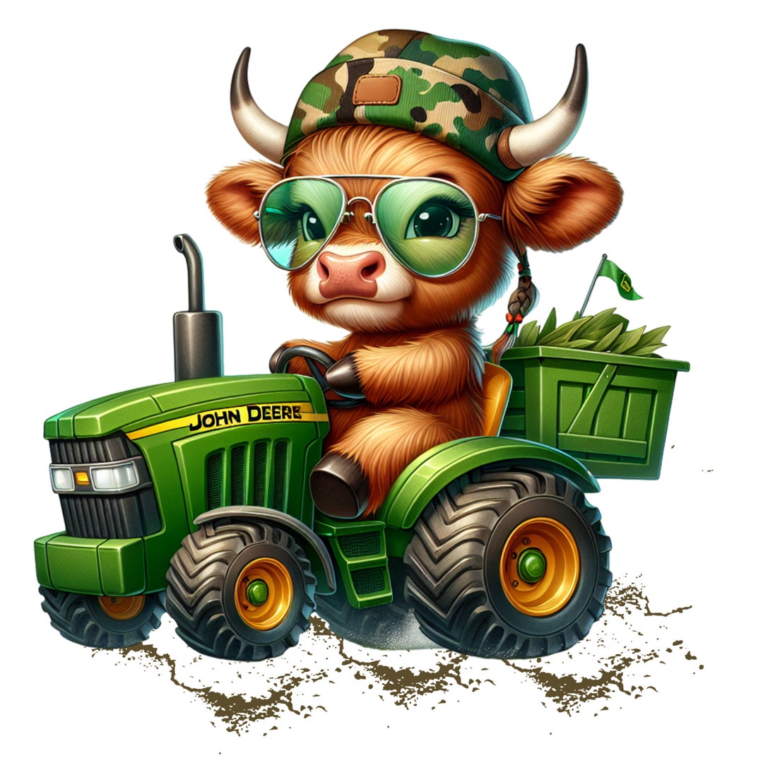 Cow & John Deere Tractor- Fabric Panel Square ~4"x4",5x5, 6x6, 8x8 ...