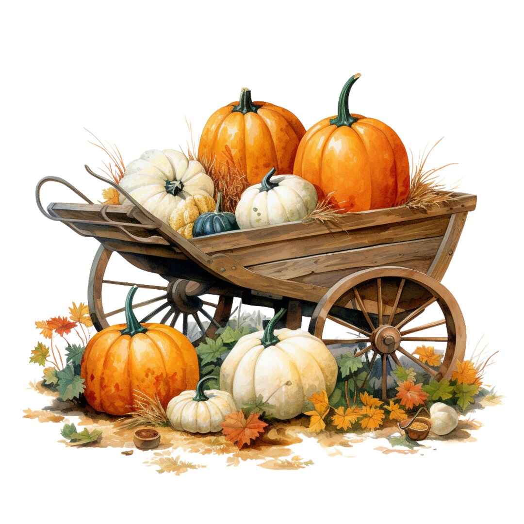 Wheel Barrel With Pumpkins Fabric Panel Square ~ 4,5,6, 8, 10, 12, 14 ...