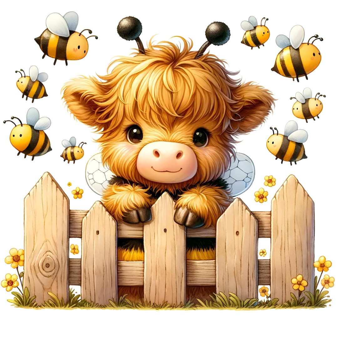 Highland Cow Fence Fabric Panel Square ~4"x4",5x5,6x6, 8x8, 10x10 ...