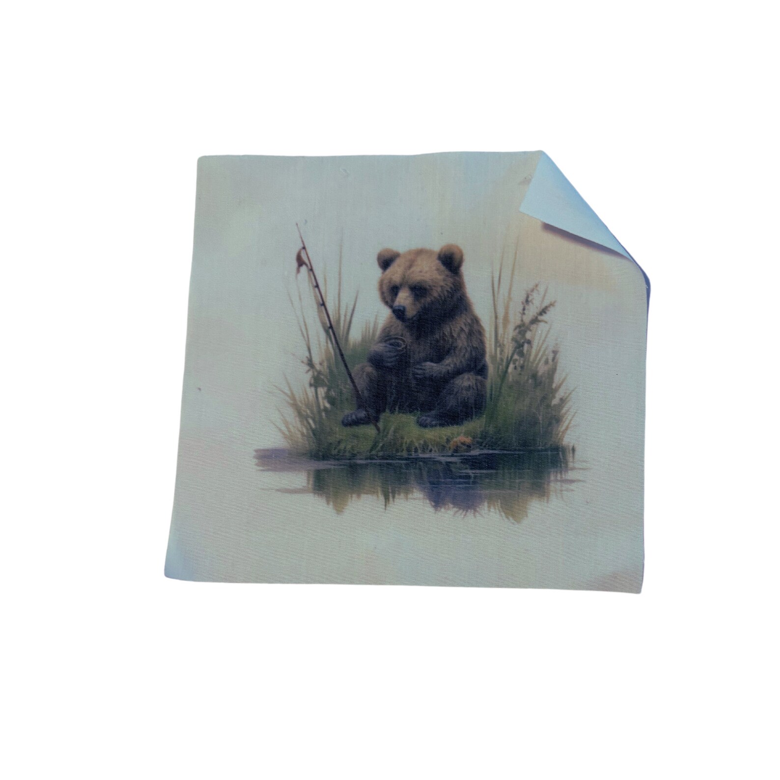 A Bear Fishing Fabric Panel ~ 4,5,6, 8, 10, 12,14, Inch Fabric Panel ...