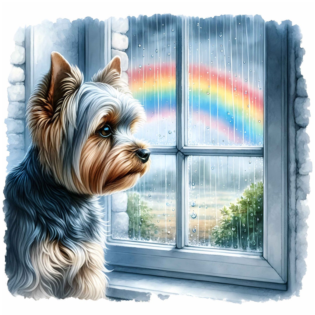 Yorkie Rainbow - Fabric Panel Square ~ 4"x4",5x5,6x6, 8x8, 10x10, 12x12 ...