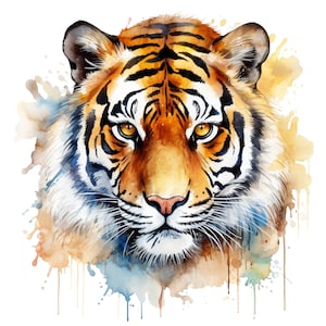 Watercolor Tiger Fabric Panel ~4,5, 6, 8, 10, 12, 14, Inch Fabric Panel ...