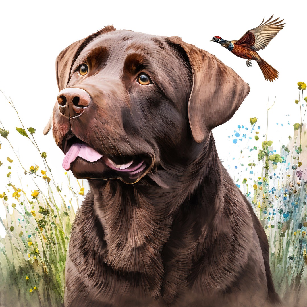 Chocolate Lab Hunt - Fabric Panel Square ~4,5, 6, 8, 10, 12, 14, Inch ...