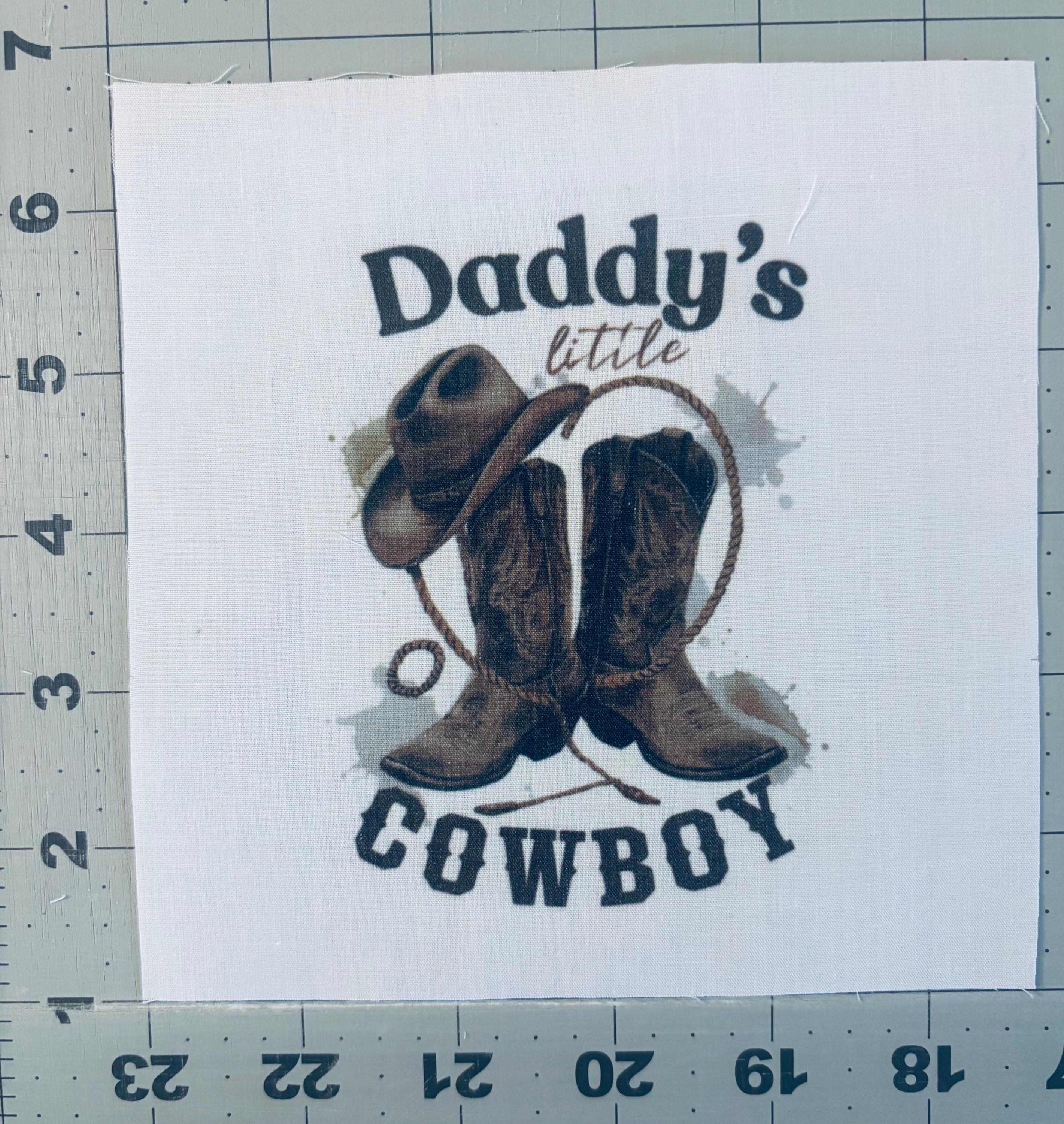 Daddy's Cowboy- Fabric Panel Square ~ 4"x4",5x5,6x6, 8x8, 10x10, 12x12 ...