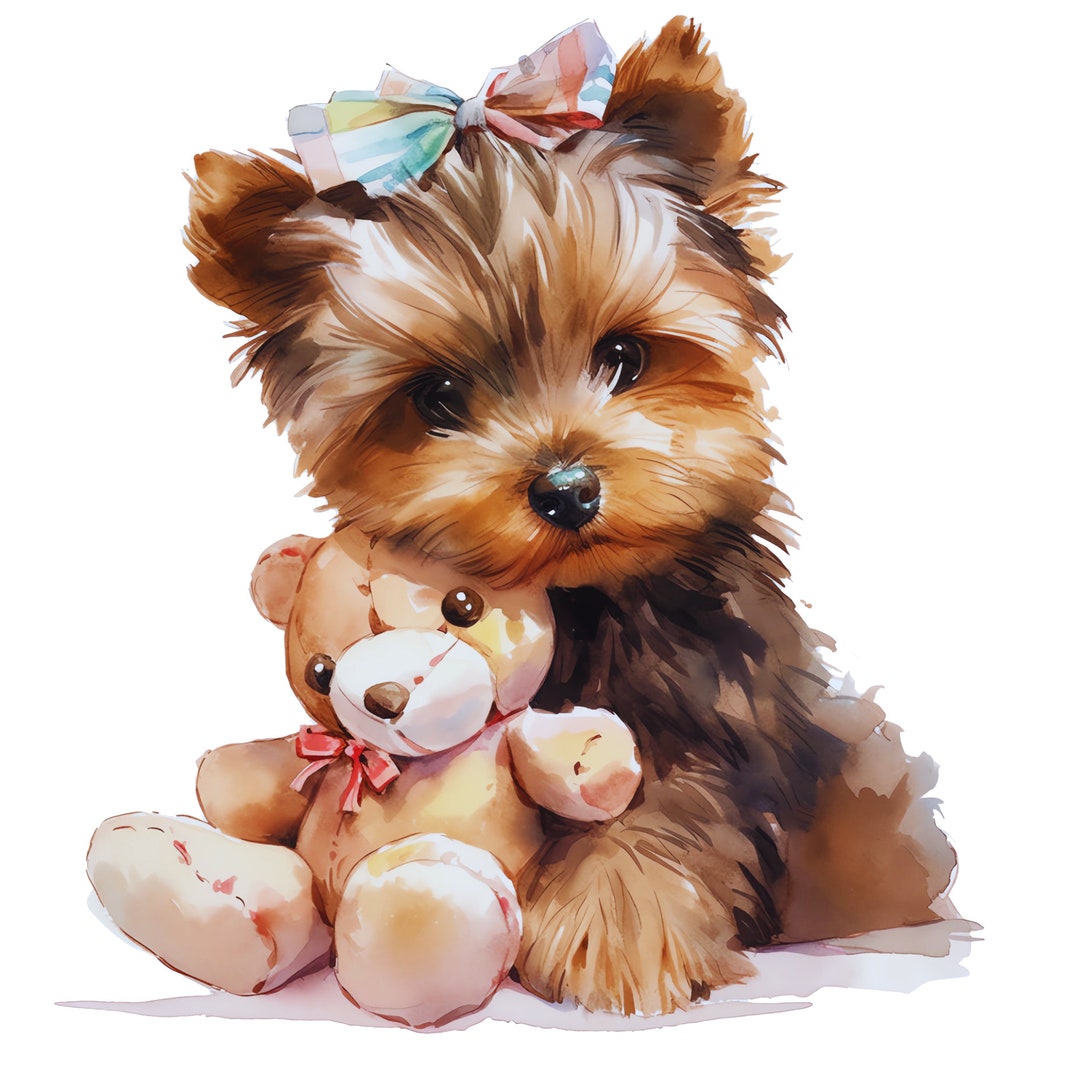 Yorkie With Bea - Fabric Panel Square ~4,5, 6, 8, 10, 12, 14 Inch ...