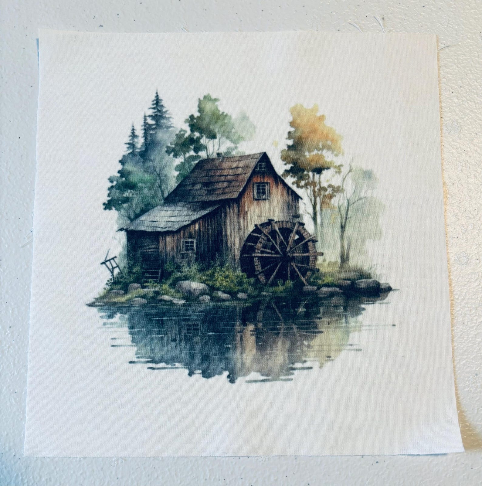 Old Mill- Fabric Panel Square ~ 4,5,6, 8, 10, 12, 14 Inch Fabric Panel ...