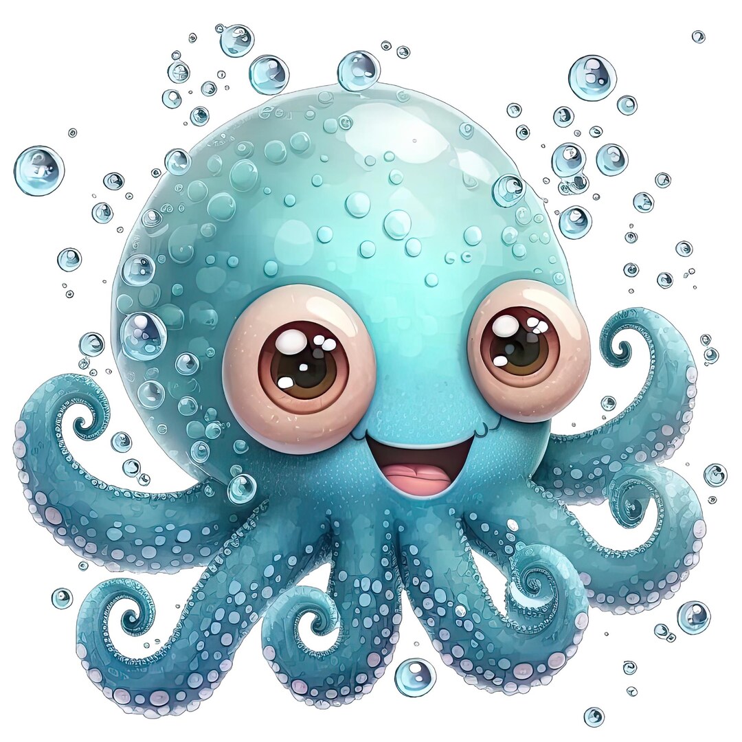 Happy Octopus - Fabric Panel Square ~ 4"x4",5x5,6x6,8x8,10x10,12x12 ...