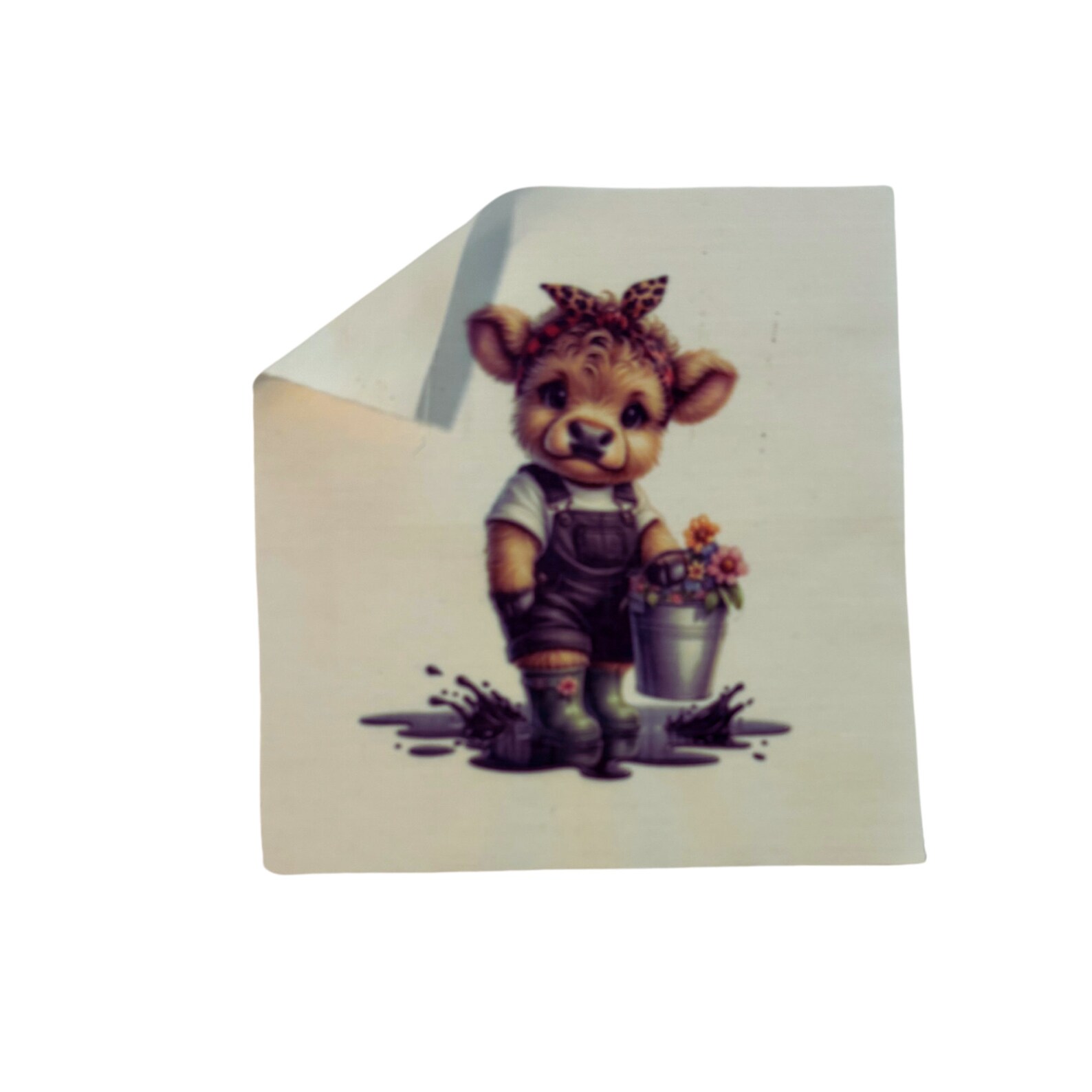 Highland Cow Puddle -fabric Panel Square ~4, 5, 6, 8, 10, 12, 14; for ...