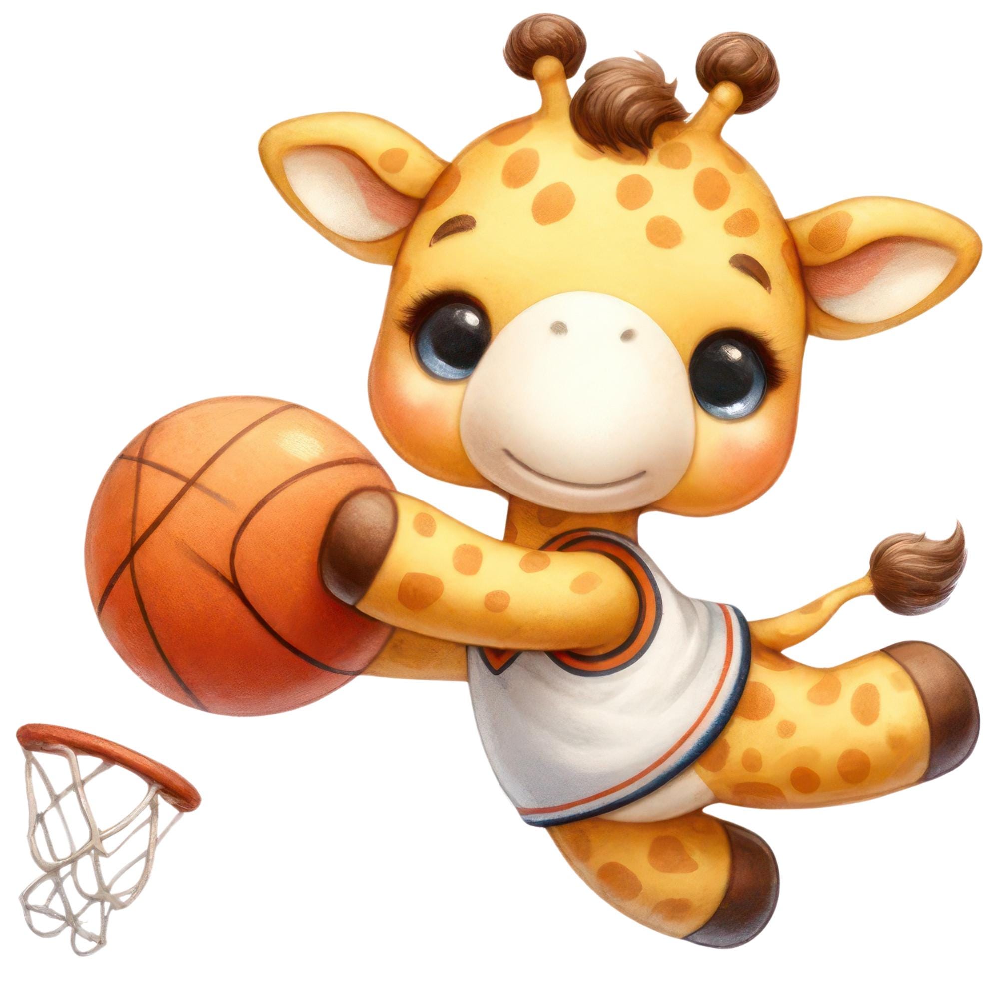Giraffe Basketball- Fabric Panel Square ~4"x4", 5x5, 6x6, 8x8, 10x10 ...