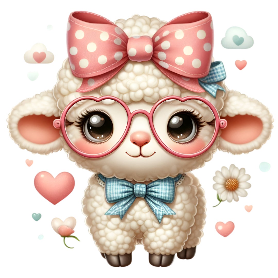 Lamb With Pink Bow - Fabric Panel ~ 4,5,6, 8, 10, 12, 14, Inch Fabric ...