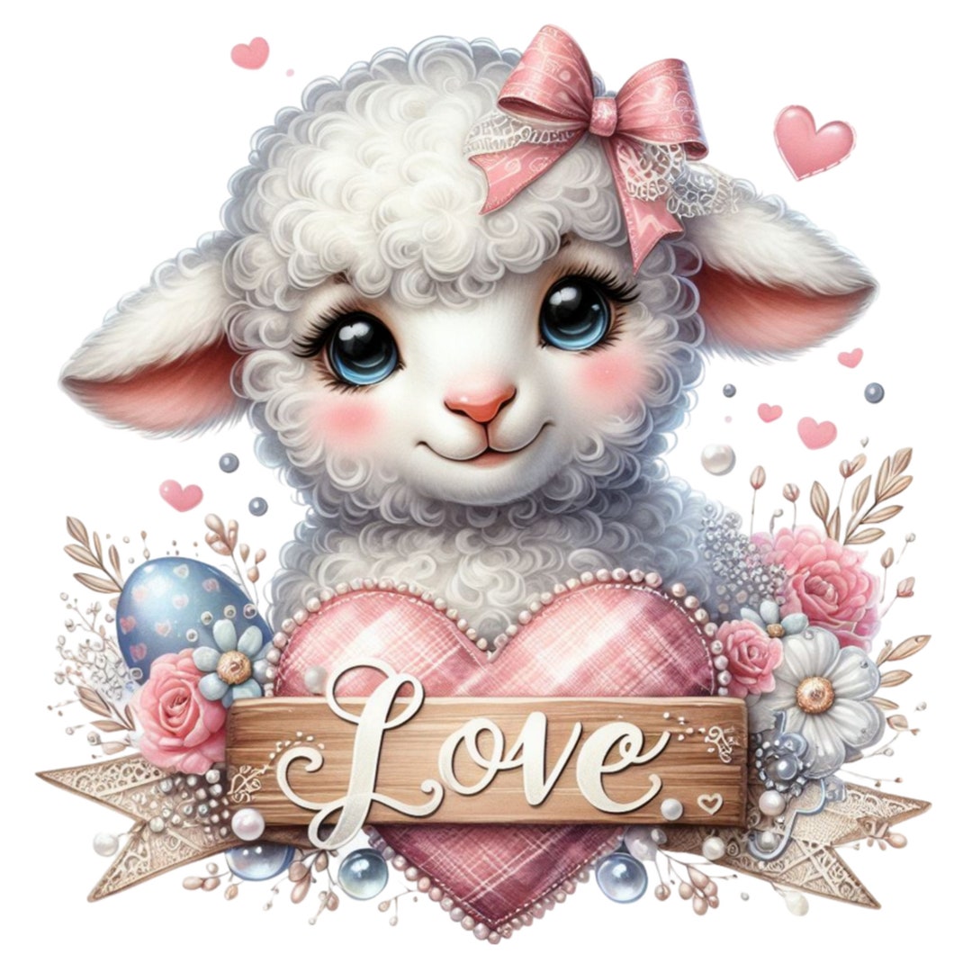 Cute Lamb Love- Fabric Panel Square ~4,5, 6, 8, 10, 12, 14, Inch Fabric ...