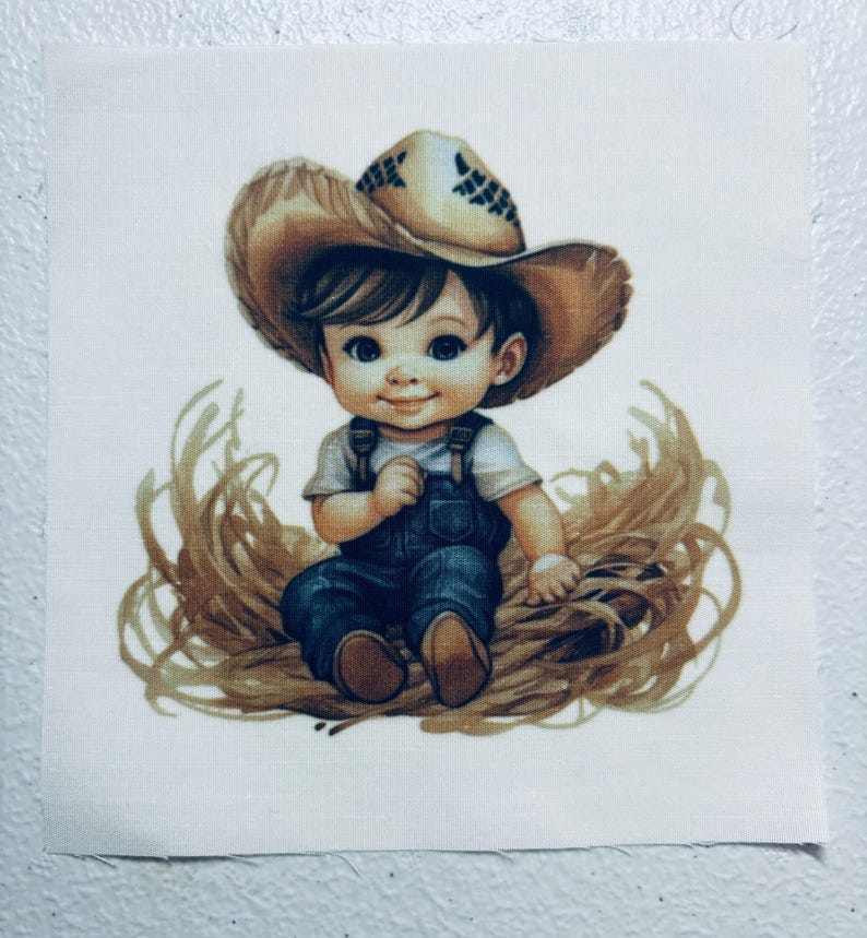 Little Boy Hay- Fabric Panel Square ~4"x4",5x5, 6x6, 8x8, 10x10, 12x12 ...