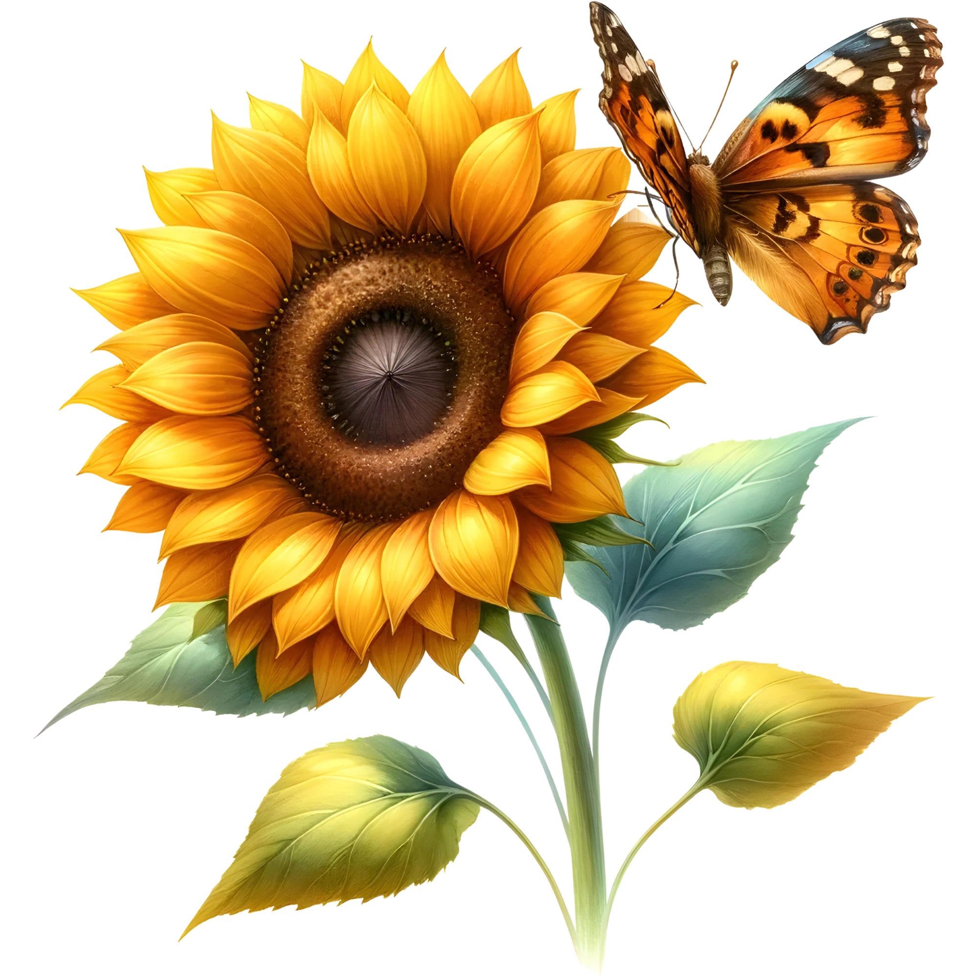 Sunflower Butterfly Fabric Panel 4, 5, 6, 8, 10, 12, 14 Inch Fabric ...