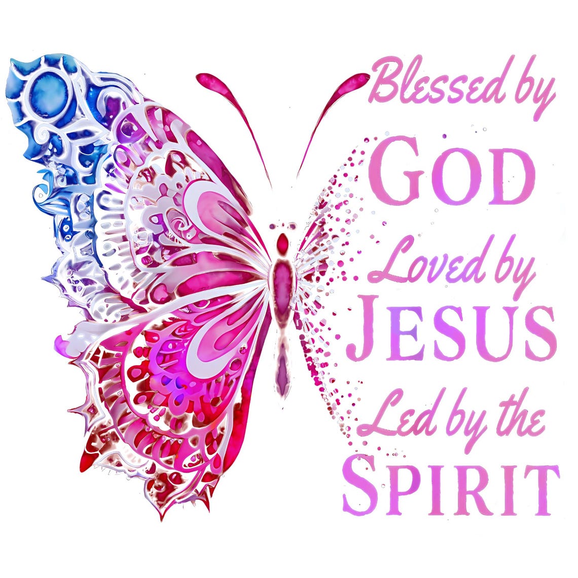 Butterfly God Bless- Fabric Panel Square ~4"x4",5x5, 6x6, 8x8, 10x10 ...