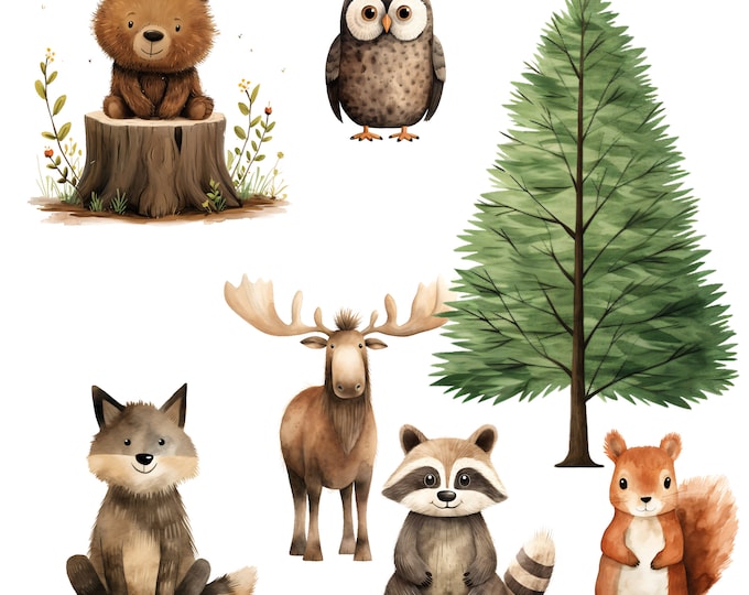 Woodland Animals- Fabric Panel Square ~ 4,5,6, 8, 10, 12, 14, Inch ...