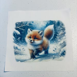 Cute Fox- Fabric Panel Square ~4, 5, 6, 8, 10, 12, 14, Inch for Sewing ...