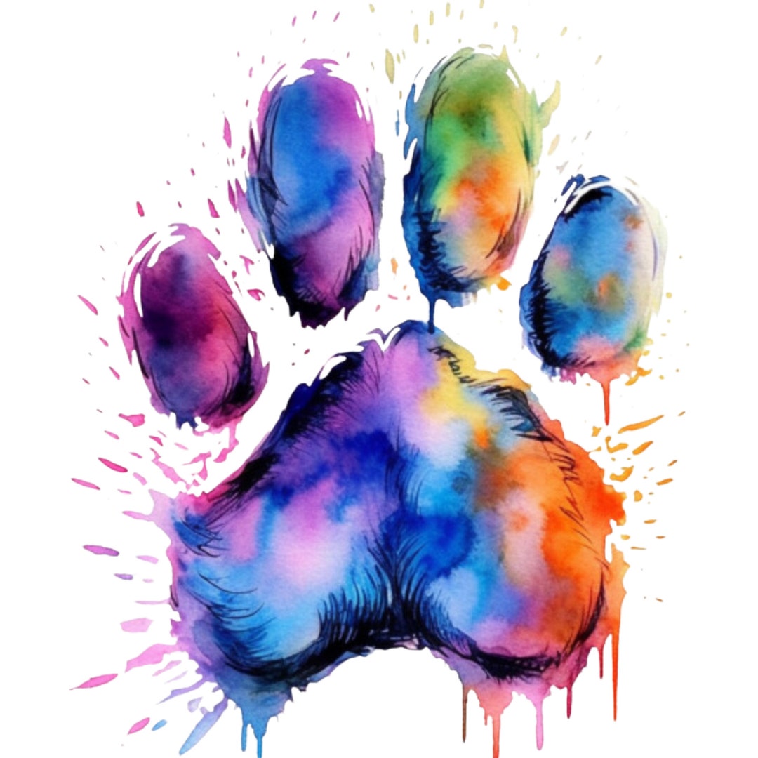 Watercolor Dog Paw Print -fabric Panel Square ~ 4"x4",5x5,6x6, 8x8 ...