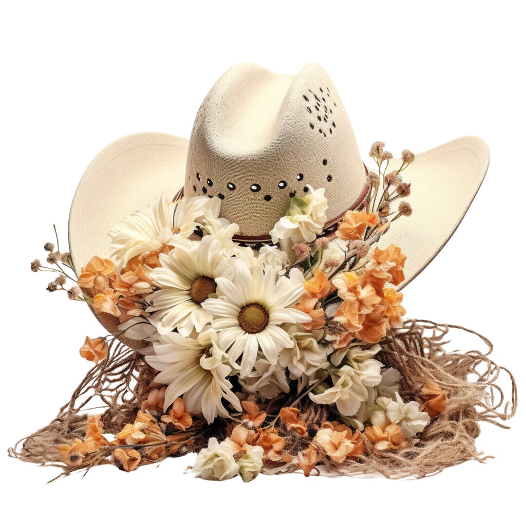 Hat With Flowers Fabric Panel ~ 4,5,6, 8, 10, 12, 14 Inch Fabric Panel ...