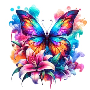 Butterfly & Flowers - Fabric Panel Square ~4"x4",5x5, 6x6, 8x8, 10x10 ...