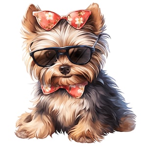 Cute Yorkie Fabric Panel 4,5, 6, 8, 10, 12, 14 Inch Fabric Panel for ...