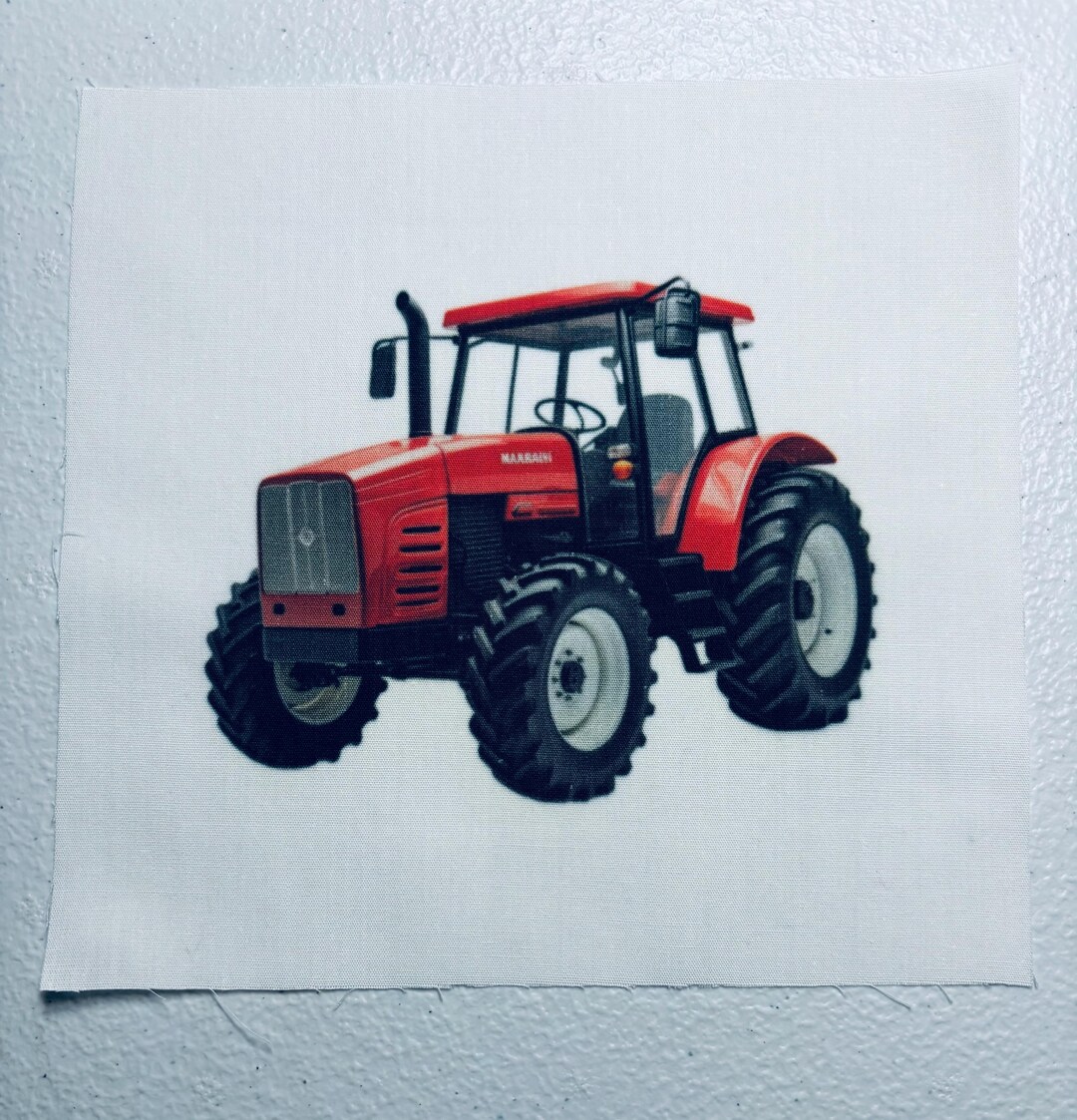 Red Tractor- Fabric Panel Square ~ 4"x4",5x5,6x6, 8x8, 10x10, 12x12 ...