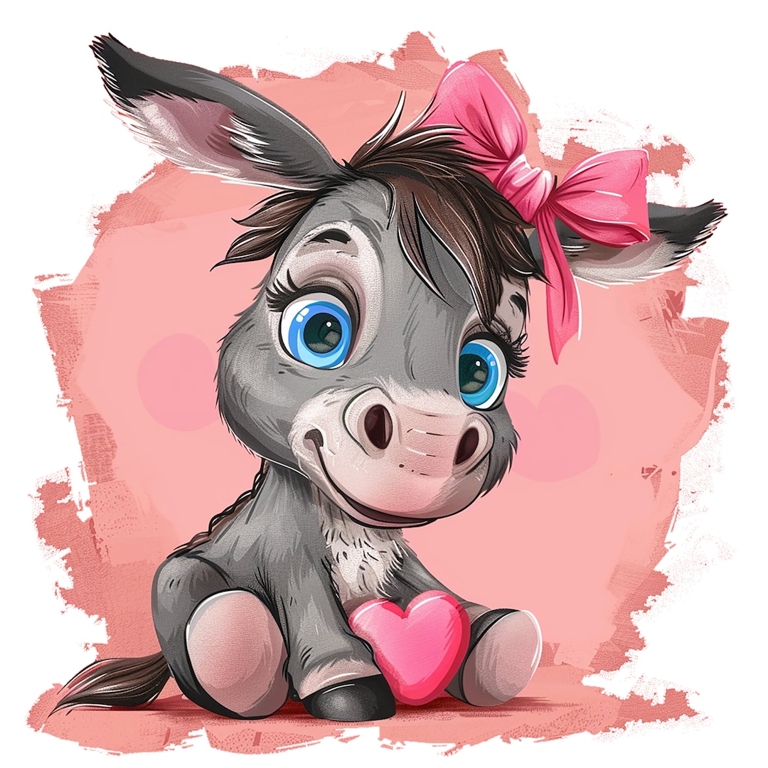 Cute Donkey- Fabric Panel Square ~ 4,5,6, 8, 10, 12, 14, Inch Fabric ...