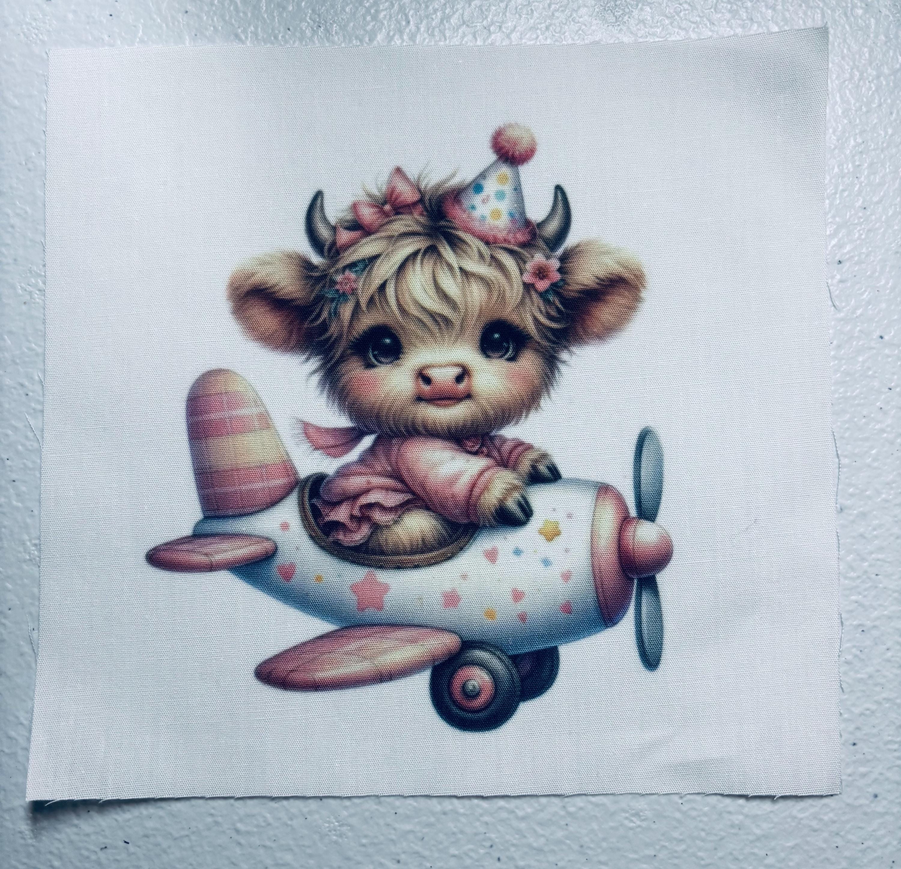 Highland Cow Helicopter Fabric Panel Square ~4"x4",5x5, 6x6, 8x8,10x10 ...