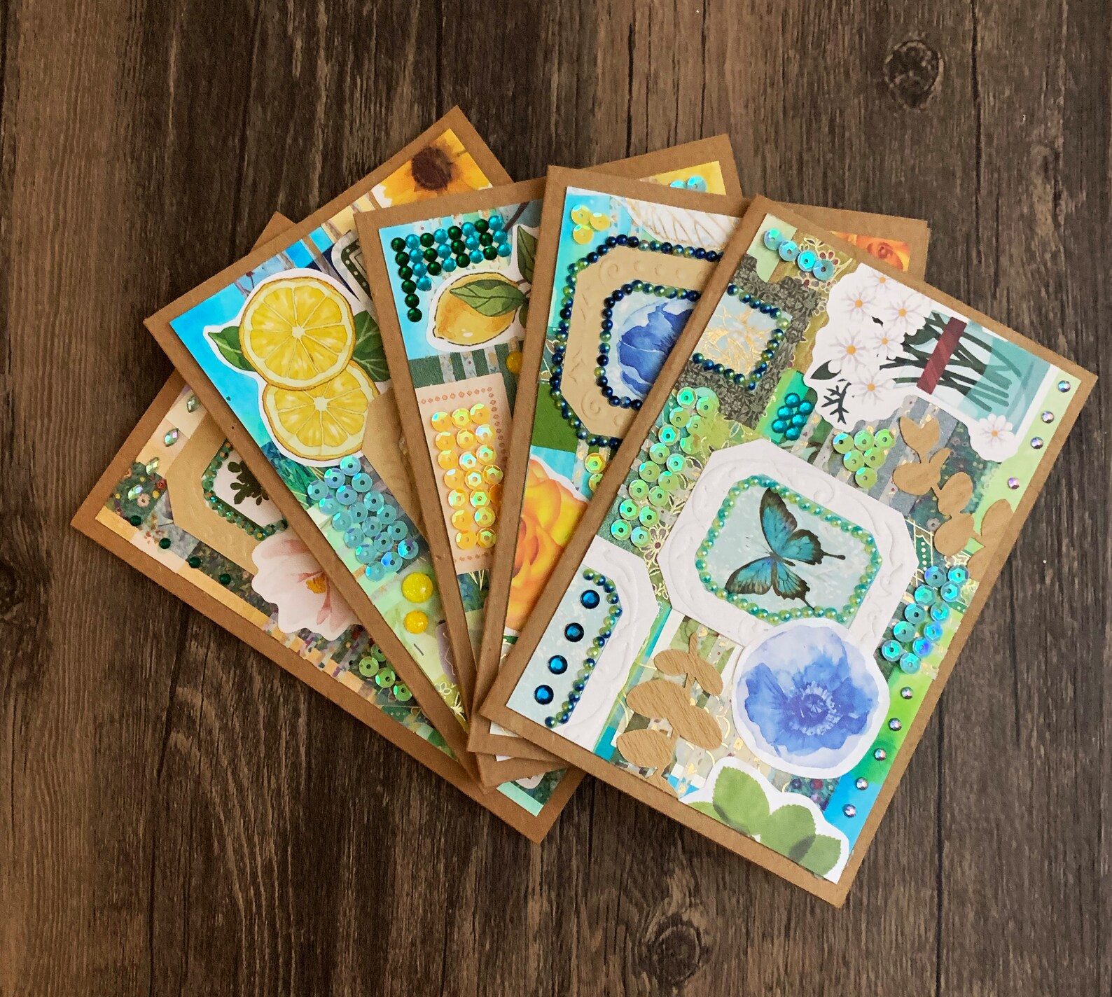 5 Large Collage Art Cards - Birthday, Anniversary, Wedding, Greeting ...