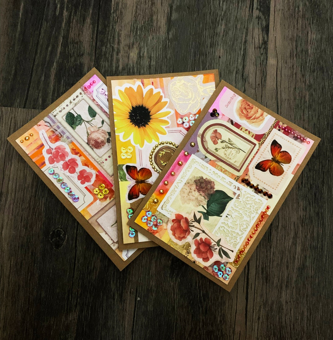 3 Large Collage Cards - Unique, Handmade, Colorful 1M - Etsy