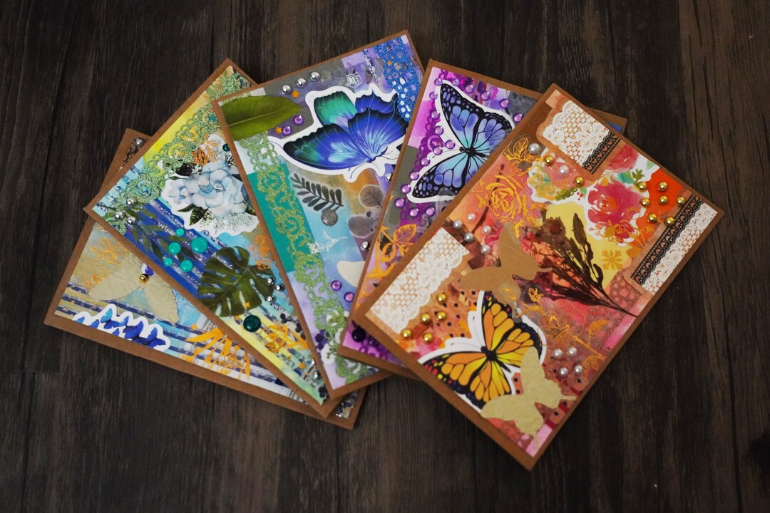 5 Large Collage Art Cards - Etsy