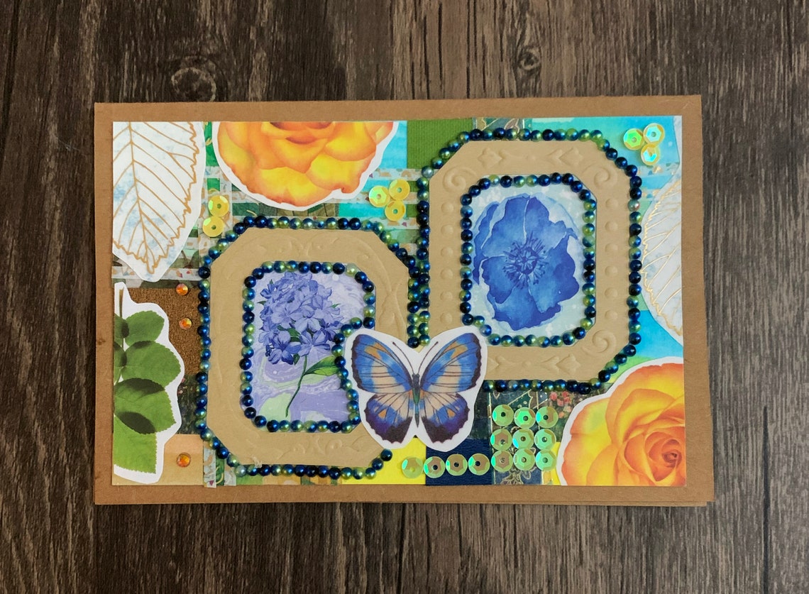 5 Large Collage Art Cards - Birthday, Anniversary, Wedding, Greeting ...