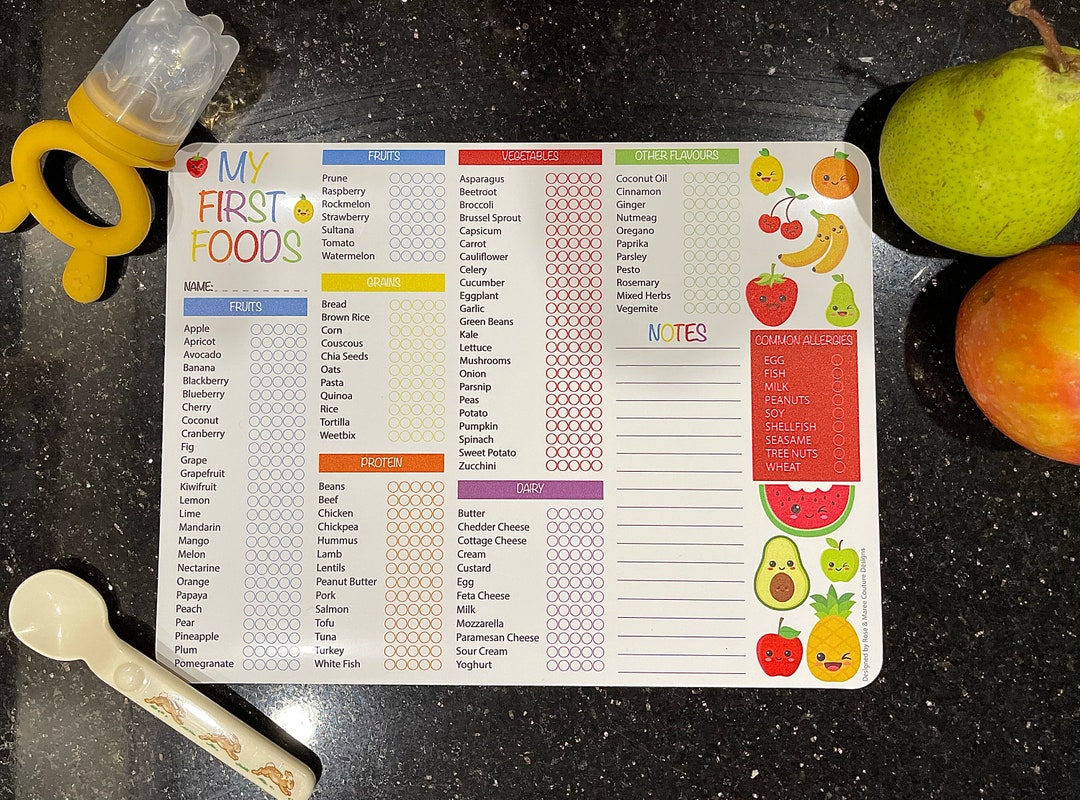 Baby First Foods Tracker My First Foods Fridge Magnet Solids Chart Baby ...