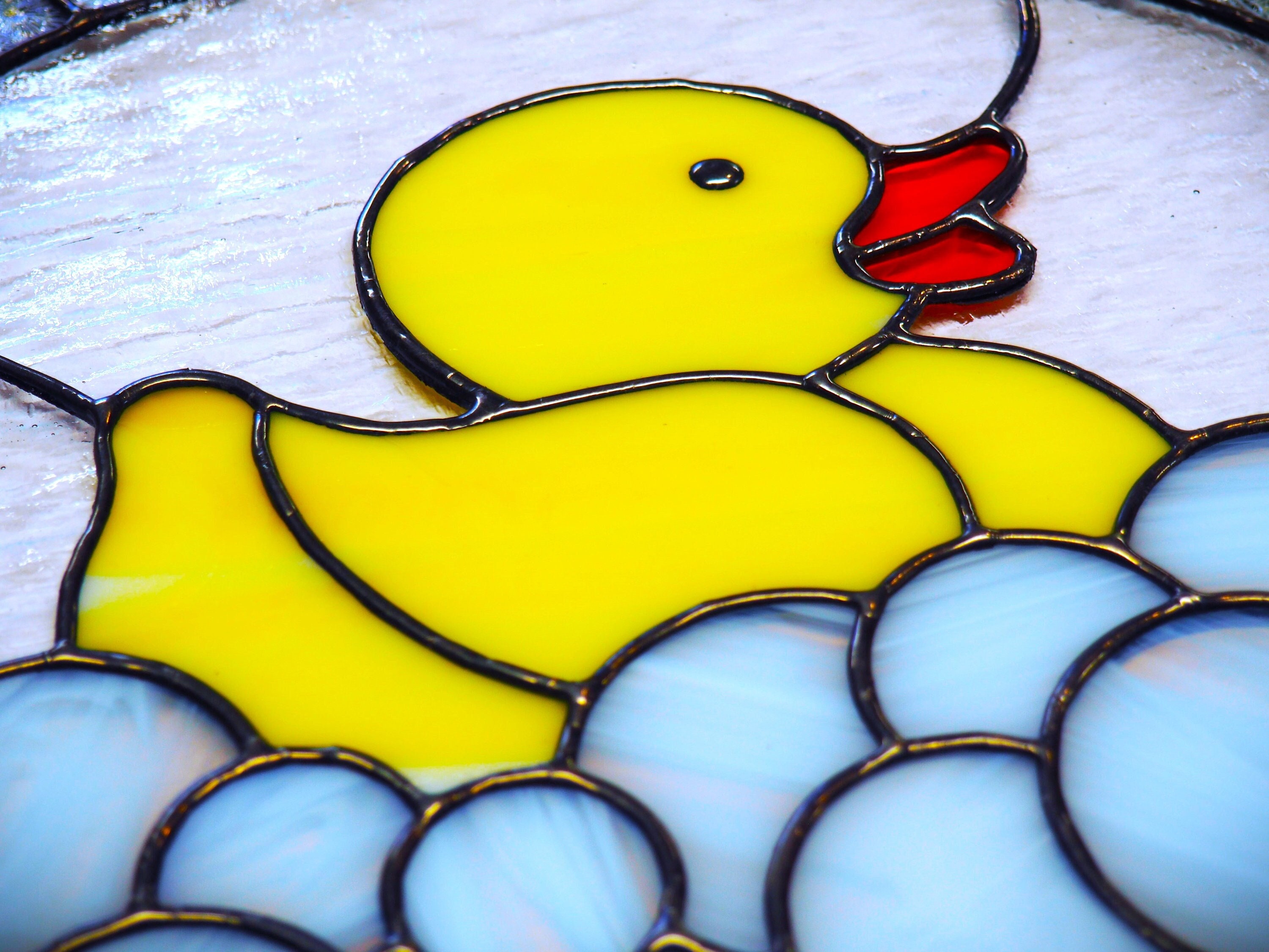 Bubbles the Rubber Duck Stained Glass Panel - Etsy