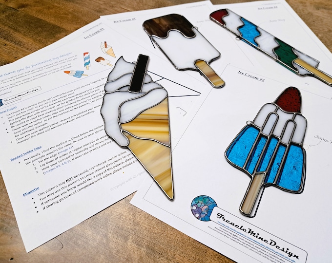 Stained Glass Ice Cream Cone, Ice Cream Cone Suncatcher, Ice Cream Art ...