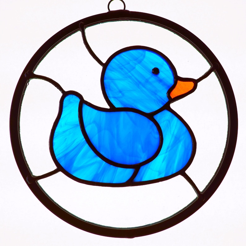 Waddles the Rubber Duck Stained Glass Suncatcher - Etsy