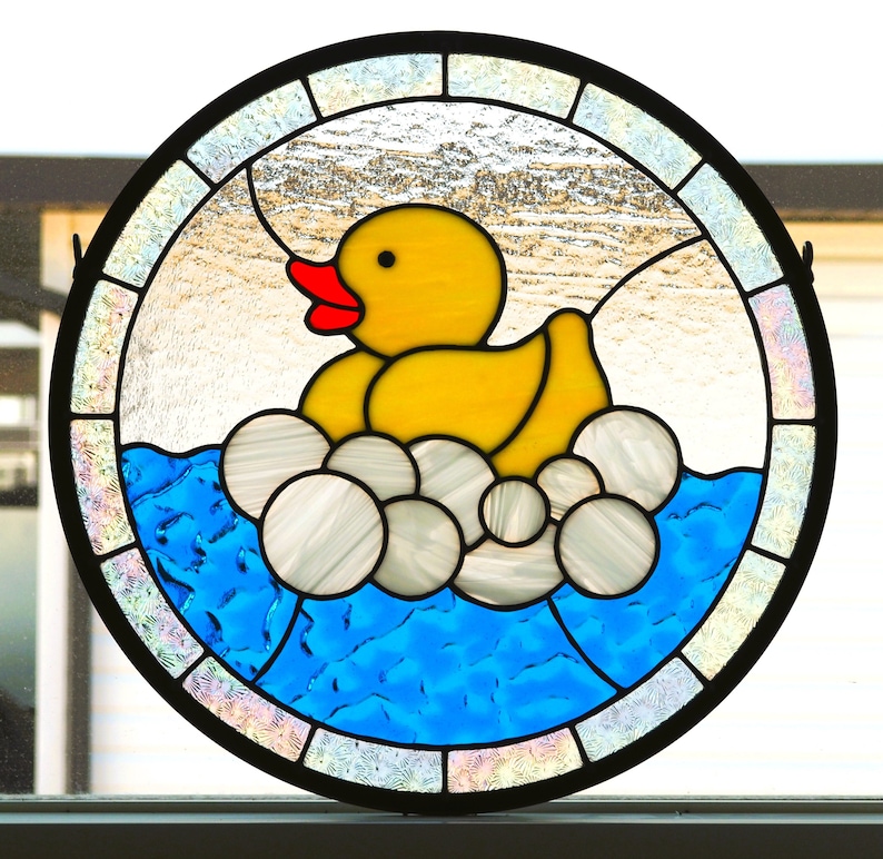 Bubbles the Rubber Duck Stained Glass Panel - Etsy