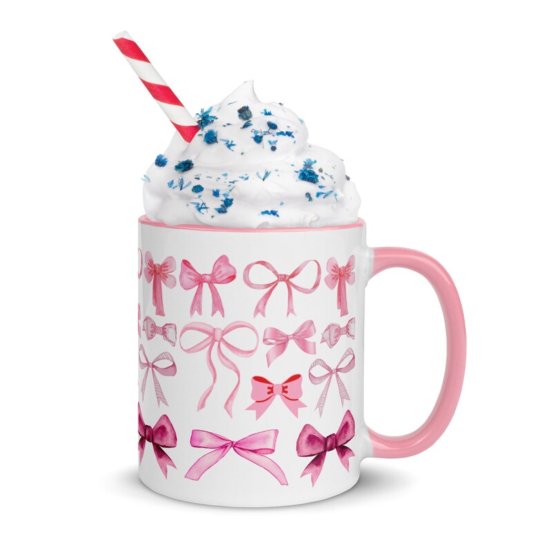 Coquette Mug, Coquette Aesthetic Glassware, Pink Ribbon Bow Mug, Coffee ...