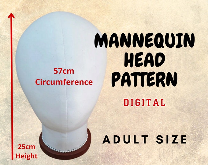 Pinnable Mannequin Head Pattern: Adult Size Wig Stand (PDF Download ...
