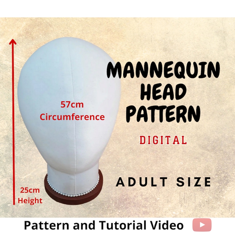 Pinnable Mannequin Head Pattern: Adult Size DIY (PDF Download) - Etsy
