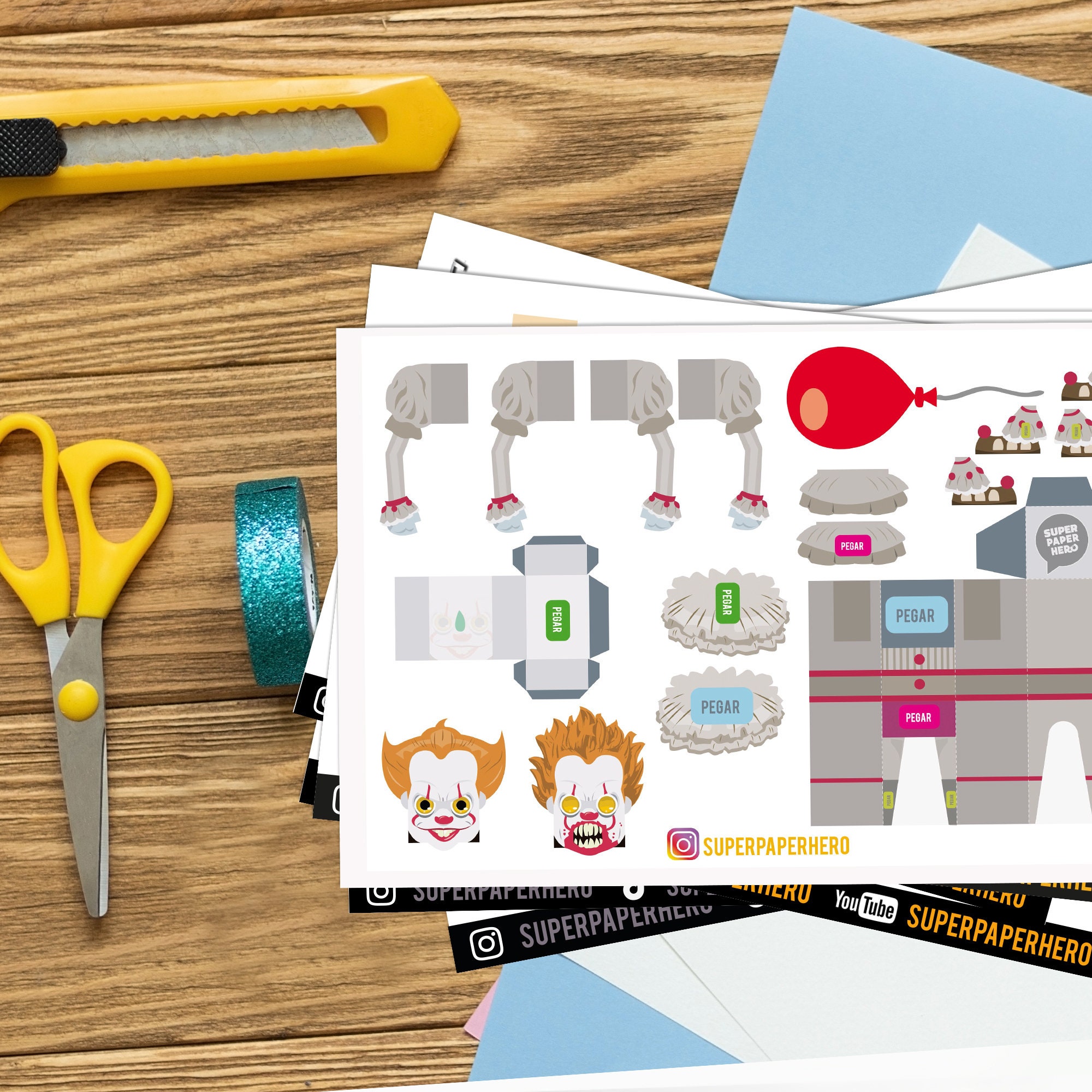 DIY Pennywise PDF Template, Comic Character, Handmade Doll, Papercraft ...